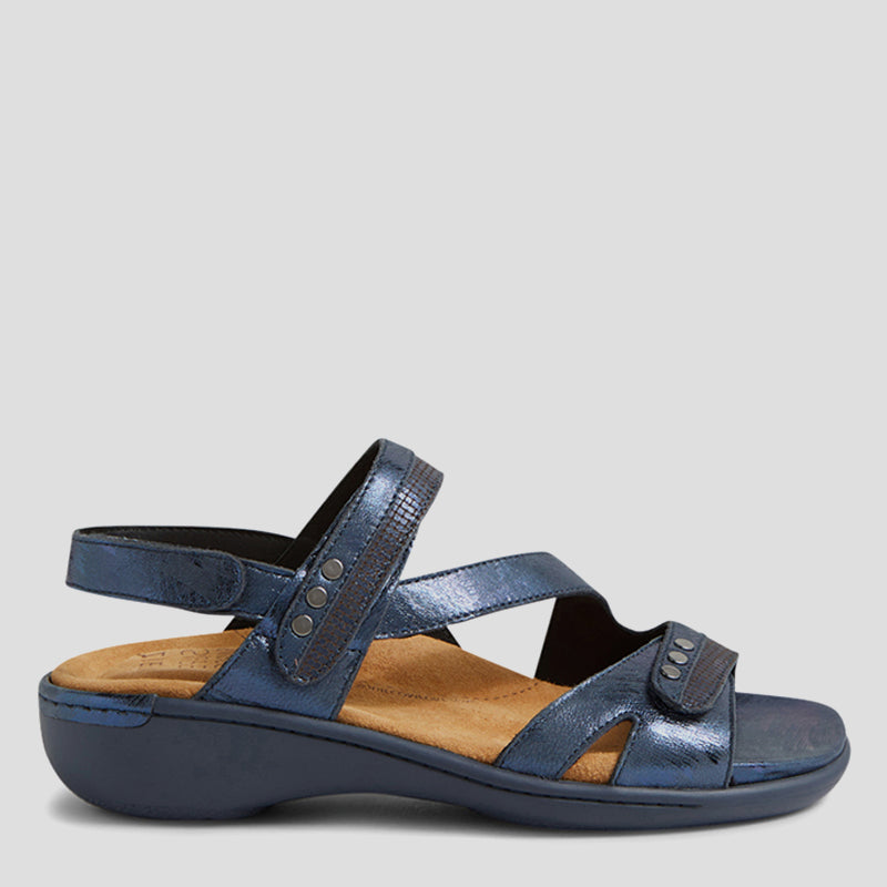 BEAUX W - NAVY SCRATCH LEATHER SANDALS – Ians Shoes for Women