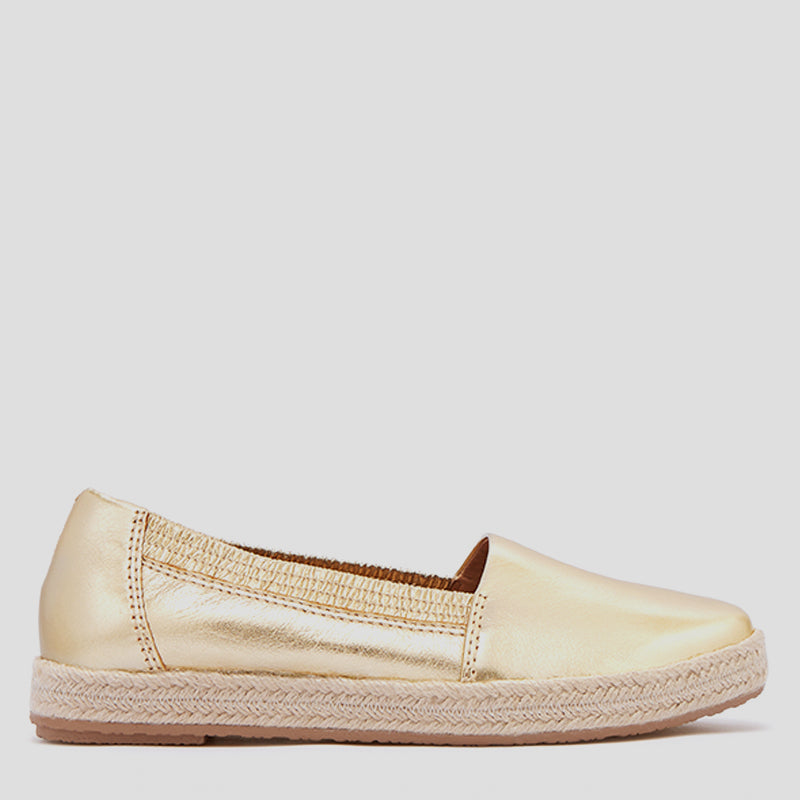 REECE - GOLD TUMBLED LEATHER SLIP ON FLATS – Ians Shoes for Women