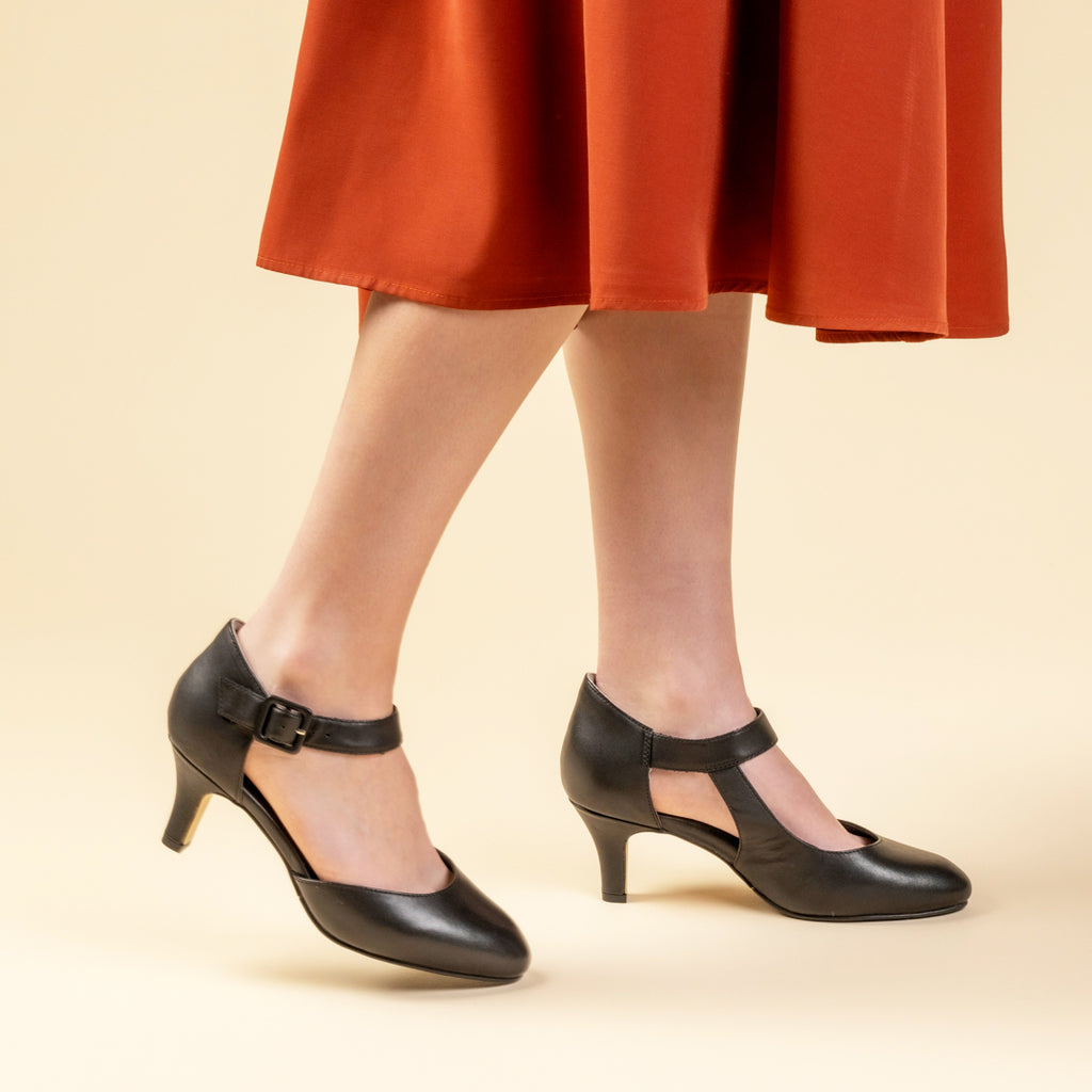 TIMON XW - BLACK LEATHER HEELS – Ians Shoes for Women