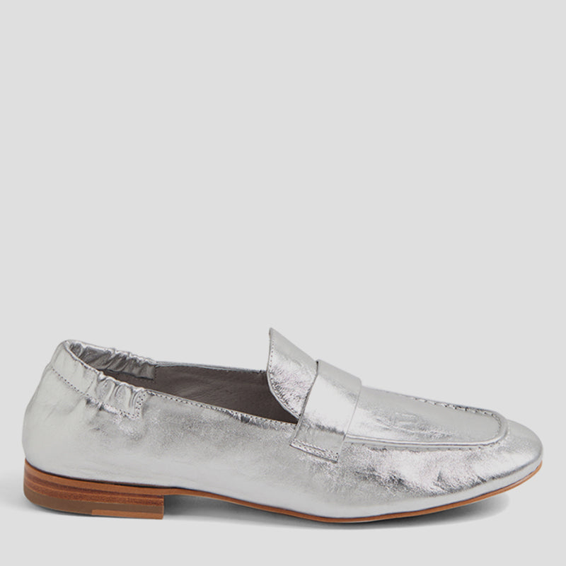 EFRAN W - SILVER METAL PRINT LEATHER LOAFER FLATS - FINAL SALE – Ians ...