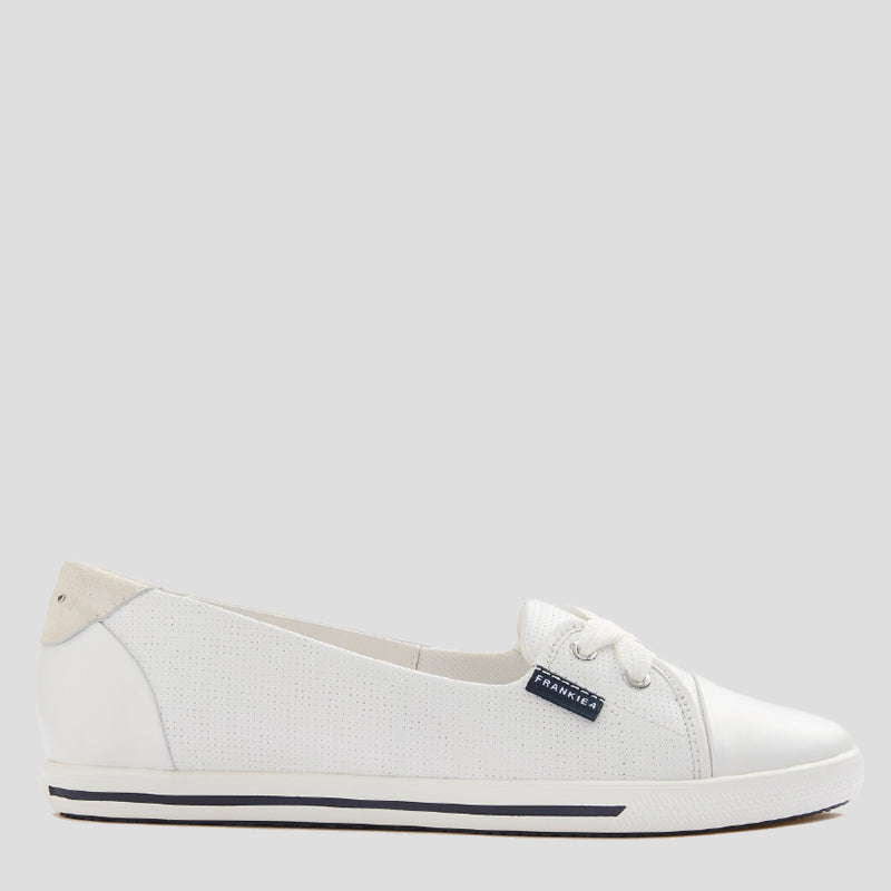 HANNAH III - WHITE PUNCHED LEATHER FLATS - FINAL SALE – Ians Shoes for ...