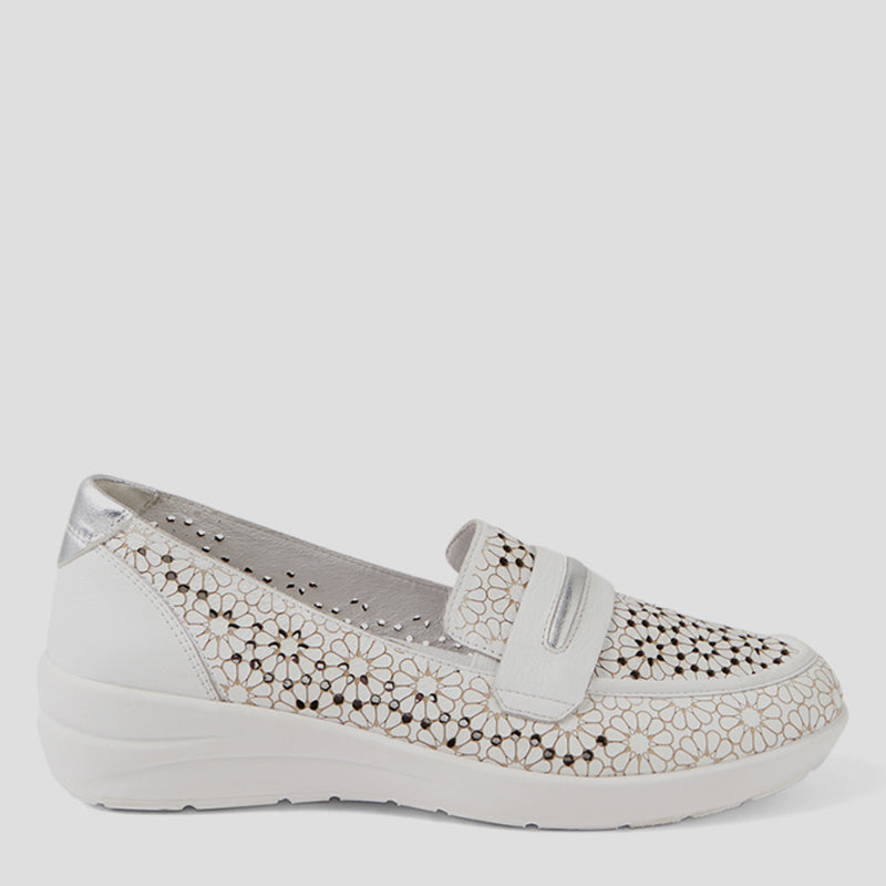 NERRIDA W - WHITE-SILVER LEATHER by ZIERA – Ians Shoes for Women